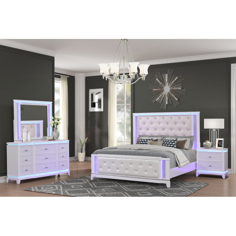 Elmin Upholstered Standard 4 Piece Bedroom Set House of Hampton Bed Size Queen